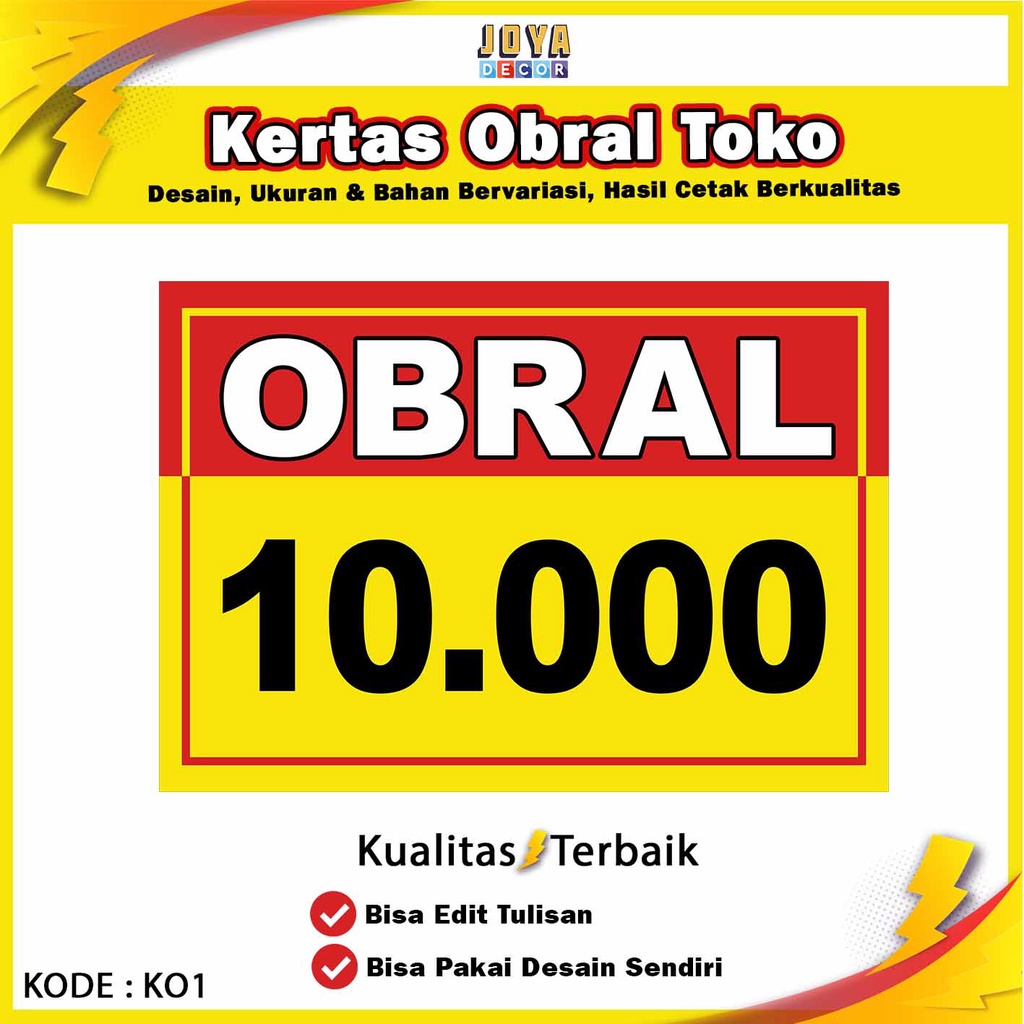 Jual KERTAS OBRAL TOKO / HARGA BANDROL/ KERTAS TULISAN LAMINASI ...