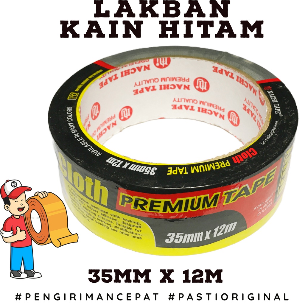 Jual Lakban Kain Hitam Nachi 1.5 inch 35mm 12M / Cloth Nachi HITAM PER ...