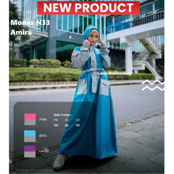 Jual Jas Hujan Gamis Monas N33 Amira / Jas Hujan Gamis Rok / Jas Hujan ...