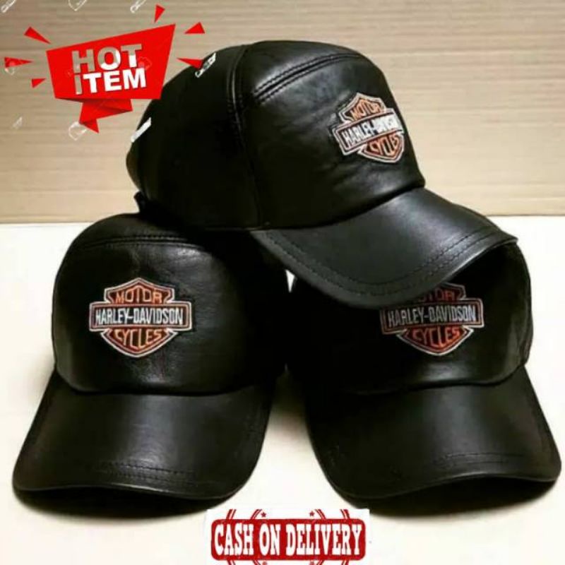 Jual TOPI KULIT ASLI PRIA MOTOR HARLEY/TOPI KULIT PRIA MODEL BASEBALL ...