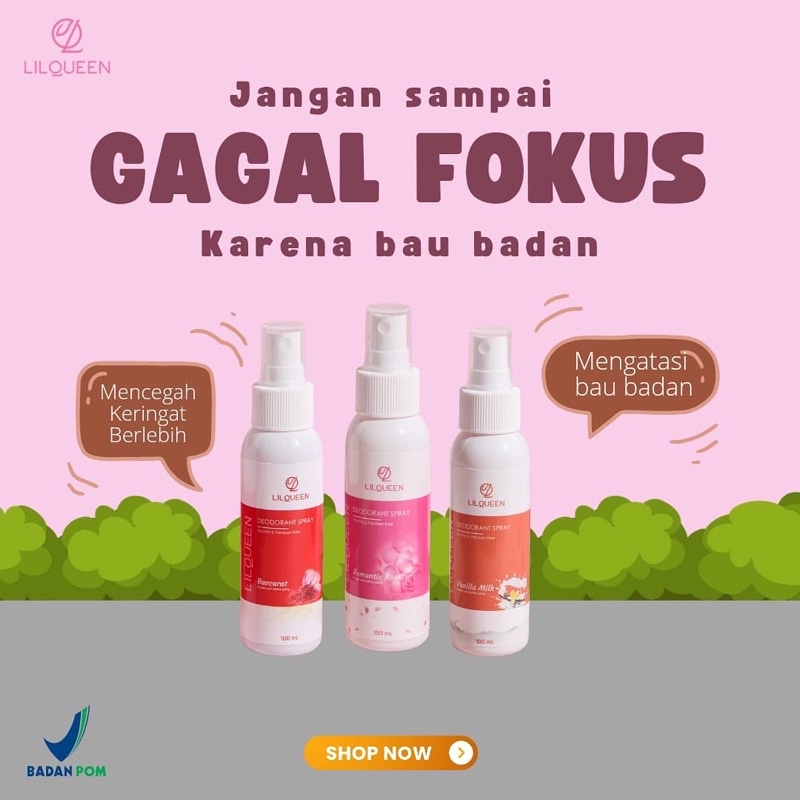 Jual LilQueen Deo spray/ Deo spray BPOM/ Deo spray tawas asli/ deo 100% tawas asli | Shopee ...