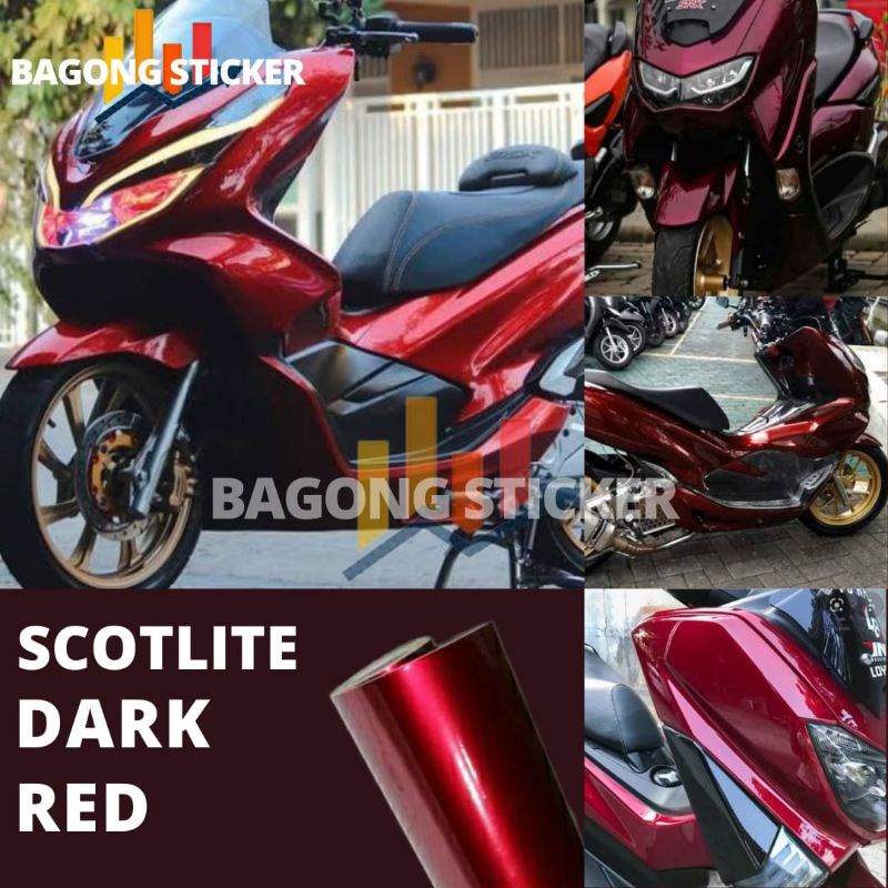 Jual Sticker Scotlite Motor Merah Tua Candy Scotlite Dark Red untuk ...