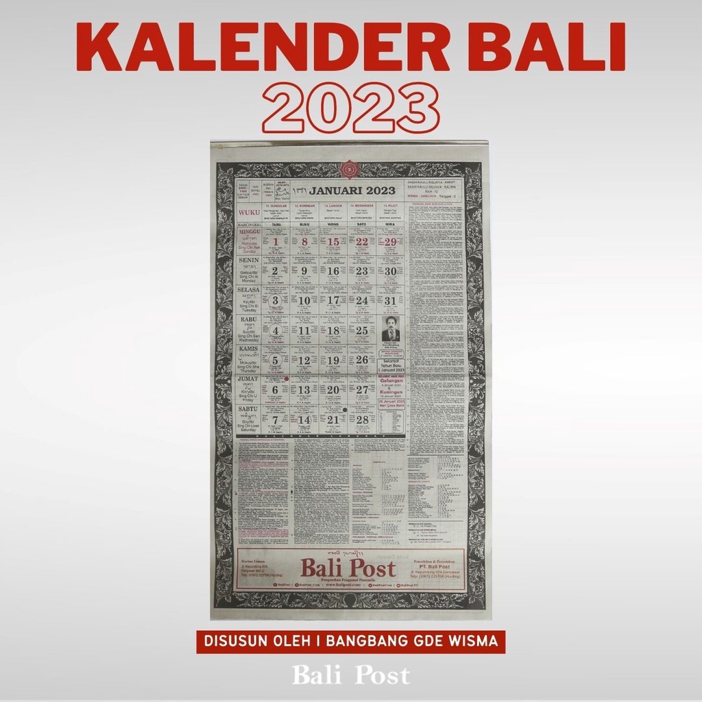 Jual Kalender Bali 2023 - I Bangbang Gde Wisma - Kalender Bali Dinding ...