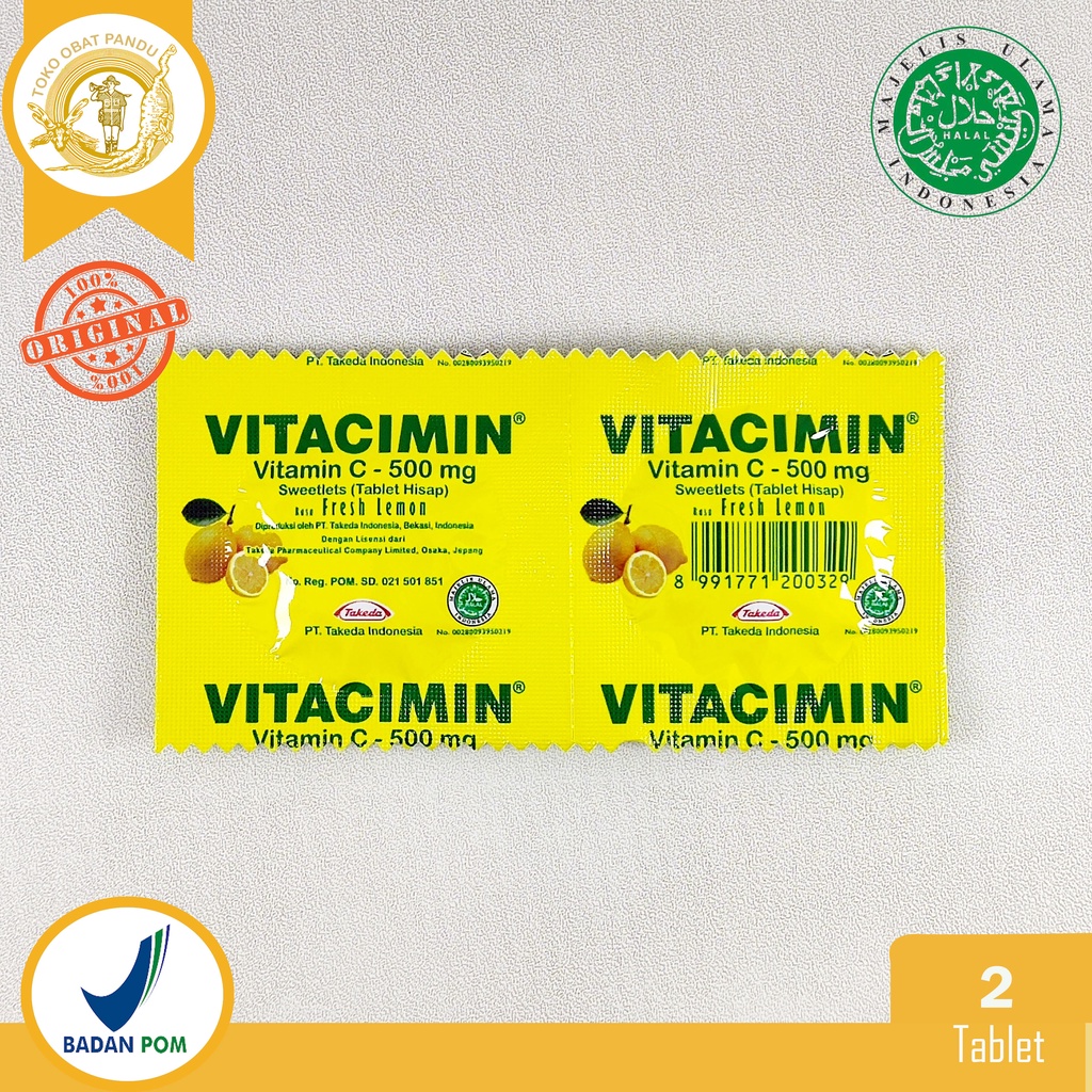 Jual VITACIMIN (1 STRIP) RASA LEMON / VITAMIN C 500 MG | Shopee Indonesia