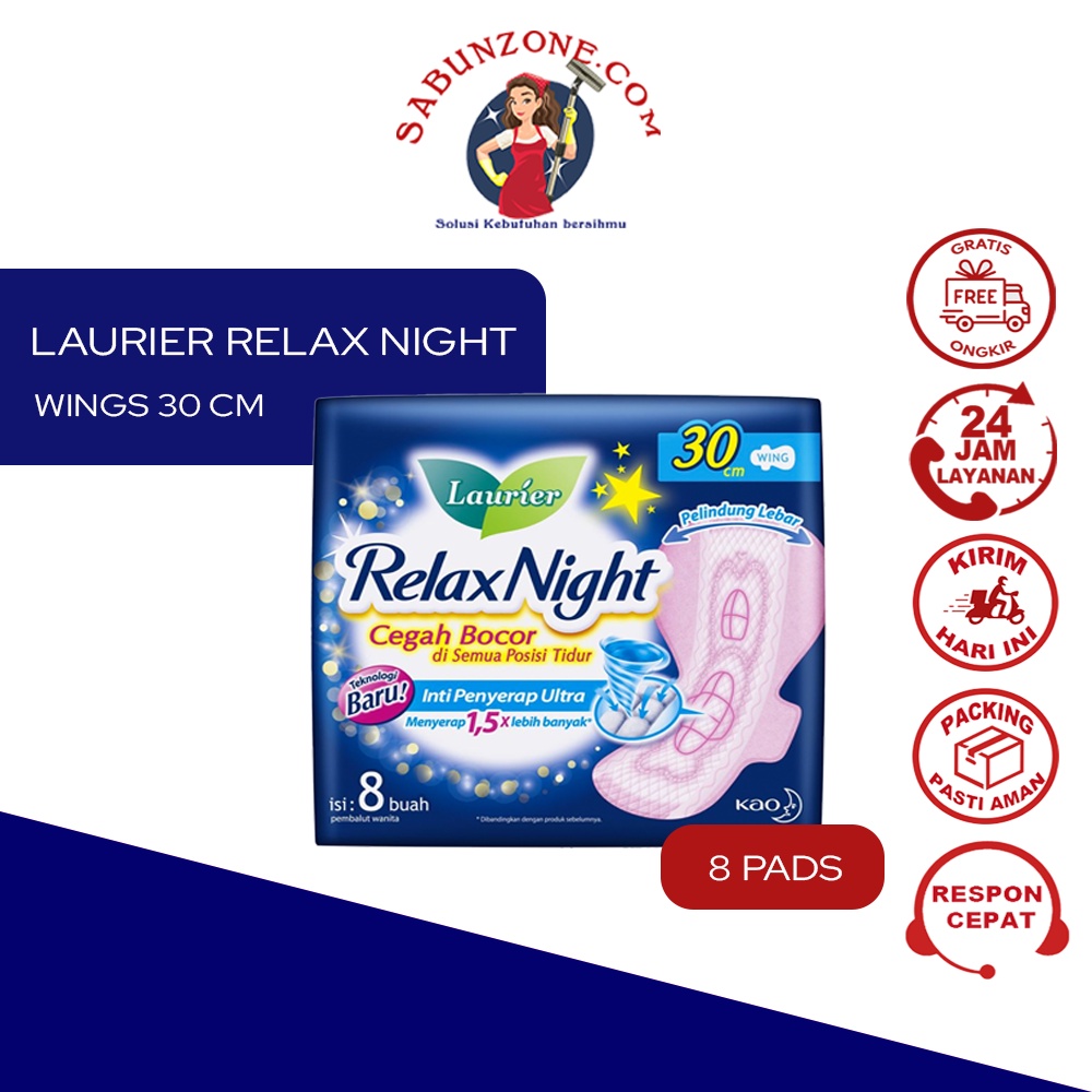 Jual Laurier Relax Night Wing 30 cm isi 8 buah | Shopee Indonesia