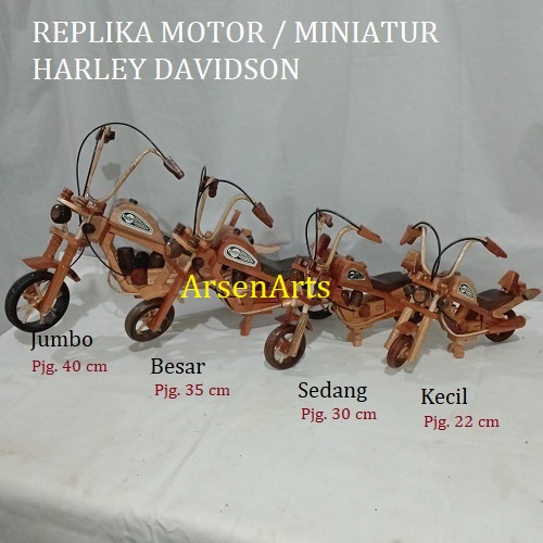 Jual Miniatur Motor Kayu Mahoni Harley Davidson Ukuran Kecil (P. 23 cm ...