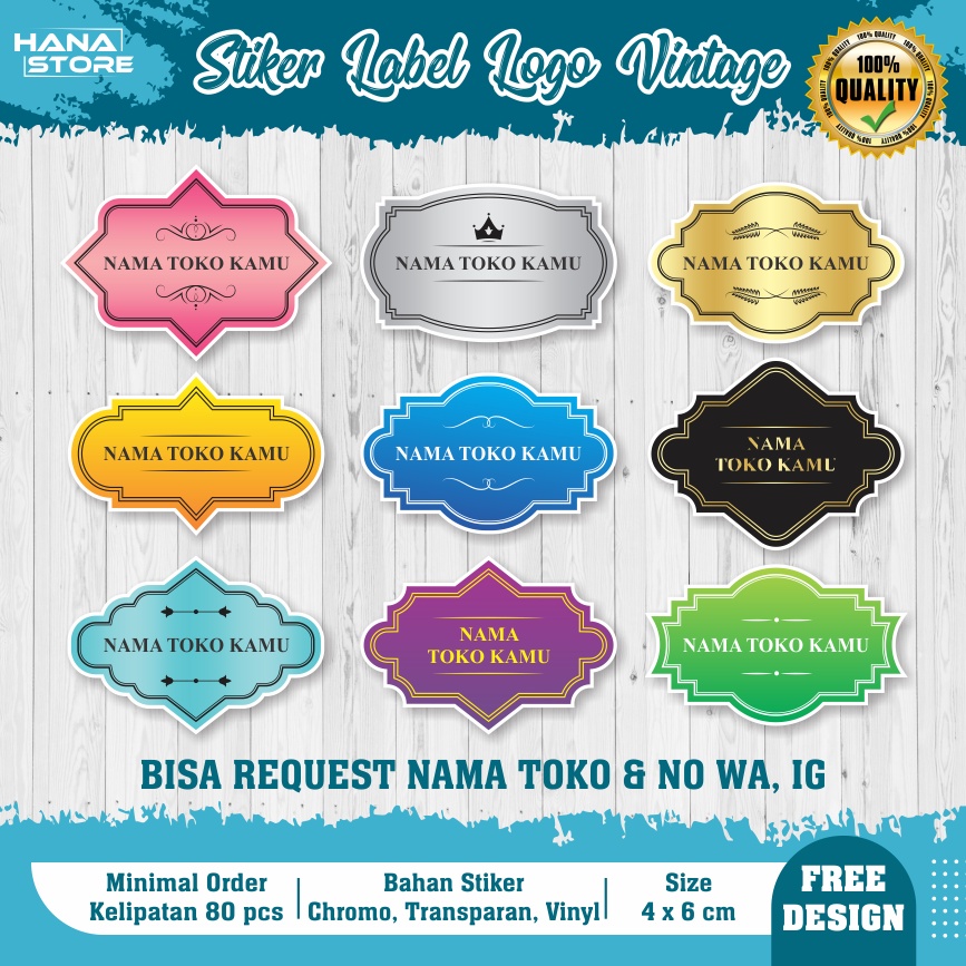 Jual Cetak Stiker Logo Vintage / Stiker Label Nama / Stiker Kue Nastar ...