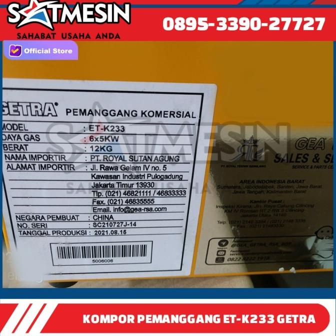 Jual Kompor Panggang Gas Getra Et-K233 6 Tungku (Etk-233) | Shopee Indonesia