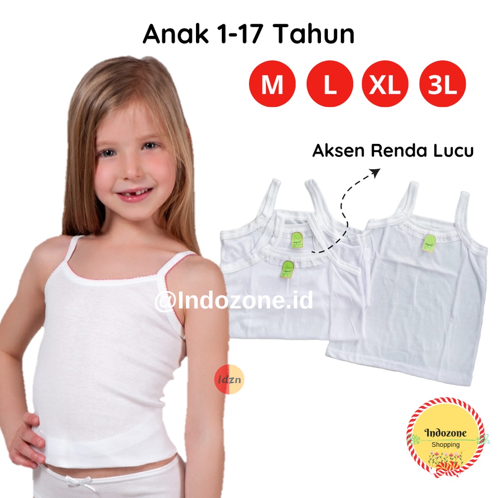 Jual Kaos Dalam AnaK Cewek Putih TK SD Balita SMP SMA Singlet Aksen ...