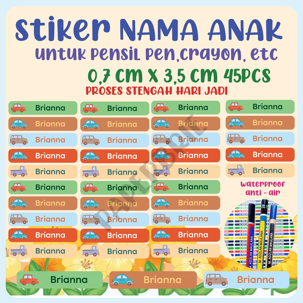 Jual Sticker Nama Anak pensil lucu label nama anak stiker crayon ...