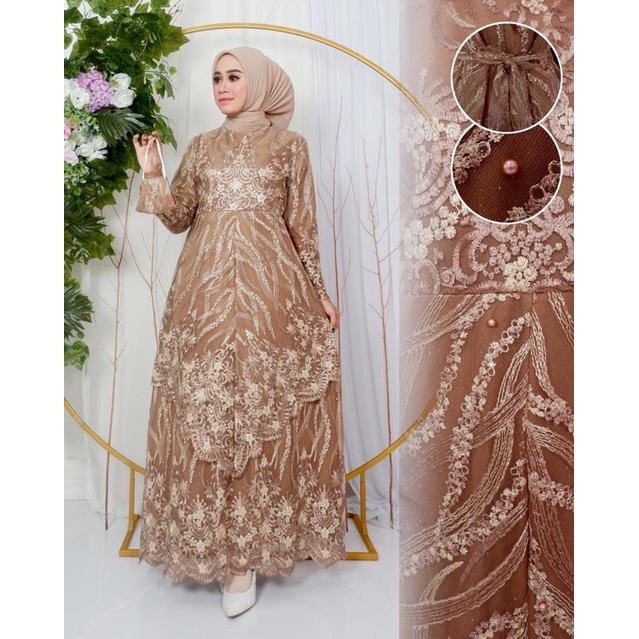 Jual Gamis Tile Pesta| Gamis Tingkat Tile|Gamis Tile Bordir|Gamis Pesta ...