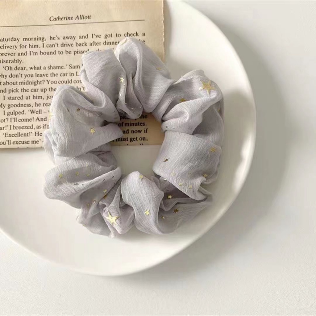 Jual ED - IKAT RAMBUT SCRUNCHIE KOREA MOTIF BINTANG / KUNCIRAN RAMBUT ...