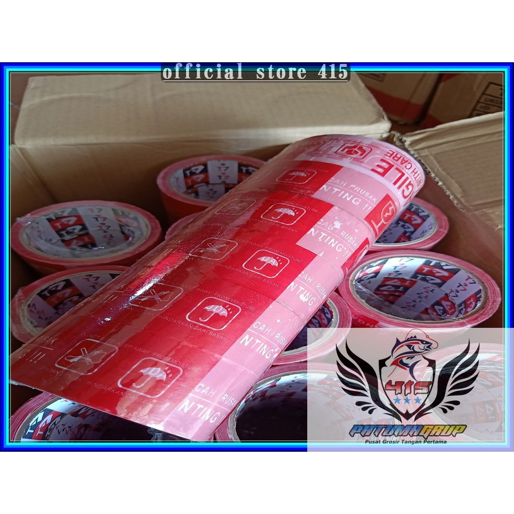 Jual SLOP Solasi Lakban 1 Slop Fragile Merah Putih T7 45mmx72yard ...