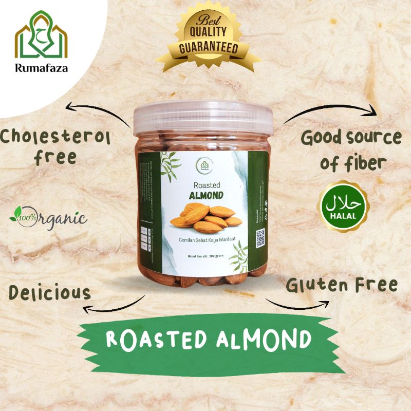 Jual Roasted Almond Original Kacang Almond Panggang Kupas Cemilan Sehat ...