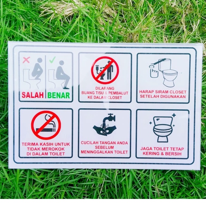 Jual Akrilik atau Stiker PERATURAN TOILET Ukuran A4 | Shopee Indonesia