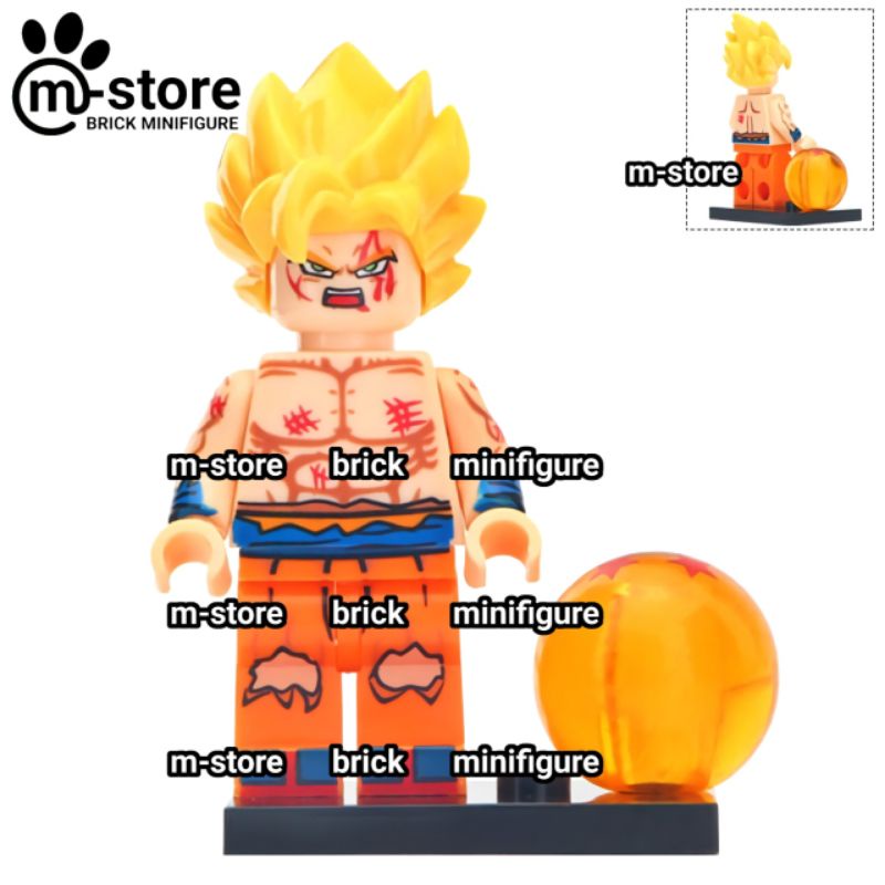 Jual brick dragon ball son goku super saiyan battle damage mini figure ...