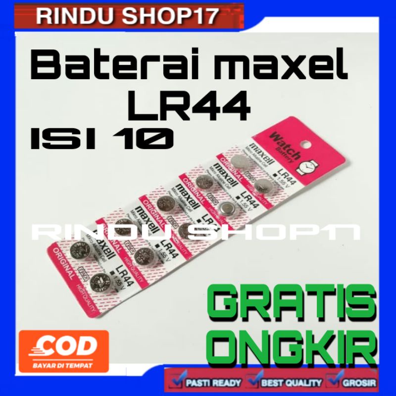 Jual BATRE BATERAI MAXEL LR44 ISI 10 PCS 1.5VOLT | Shopee Indonesia