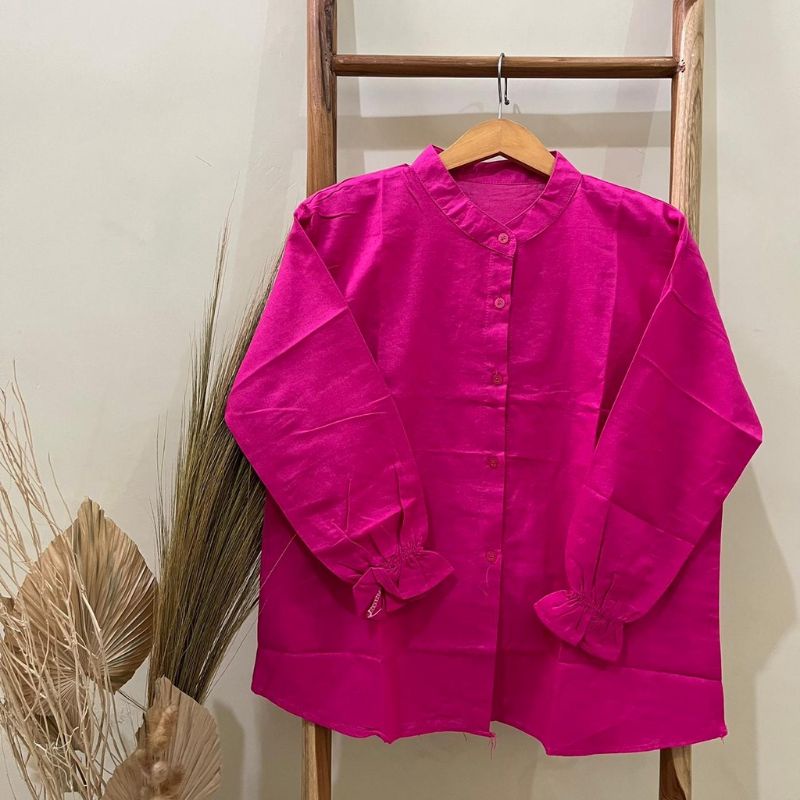 Jual SOLARIA BLOUSE | Kemeja Blouse Wanita Motif Polos Terbaru Lengan ...