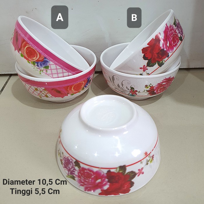Jual CC415 Mangkok Melamin 4,5 Inch Mangkuk Kuah Sayur Motif Bunga SNI ...