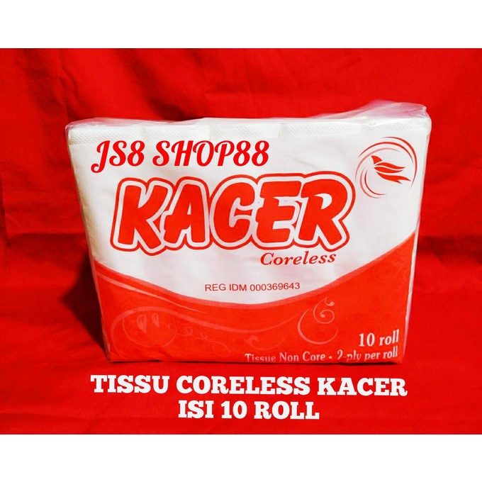 Jual (PER PACK) TISSU CORELESS KACER ISI 10 ROLL TISU NONCORE TISSUE ...