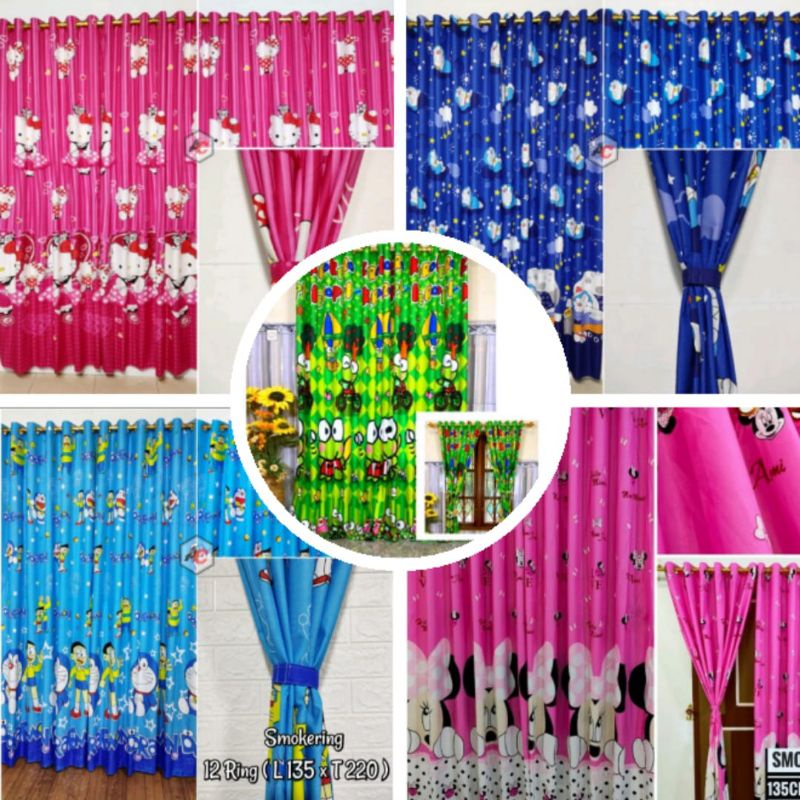 Jual gorden pintu minimalis tirai jendela gorden jendela korden pintu motif karakter minimouse ...