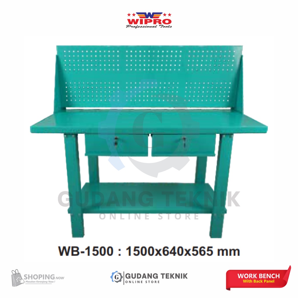 Jual Work Bench Backpanel WIPRO WB-1500 / Meja Kerja Backpanel WIPRO WB1500 - 2 Rak Work Bench ...