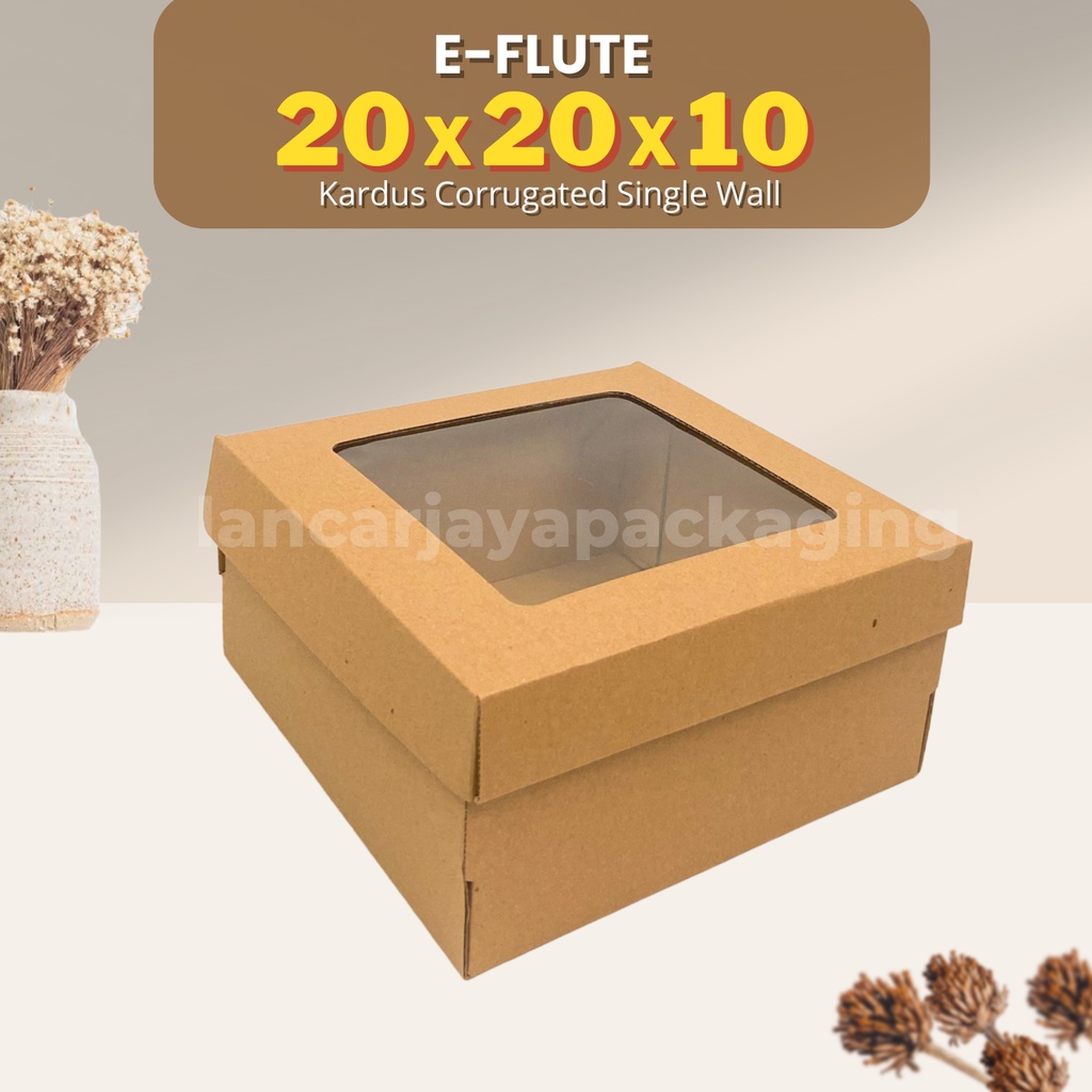 Jual E-FLUTE Kotak Kue Tart Chiffon Pudding Box Cake 20x20x10 cm ...