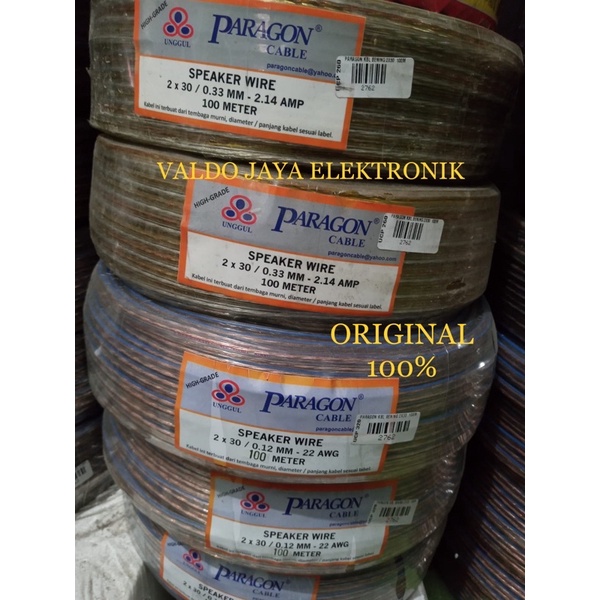 Jual Kabel TOA Paragon 2x30 @ 100 Meter Kabel Speaker Transparan Kabel ...