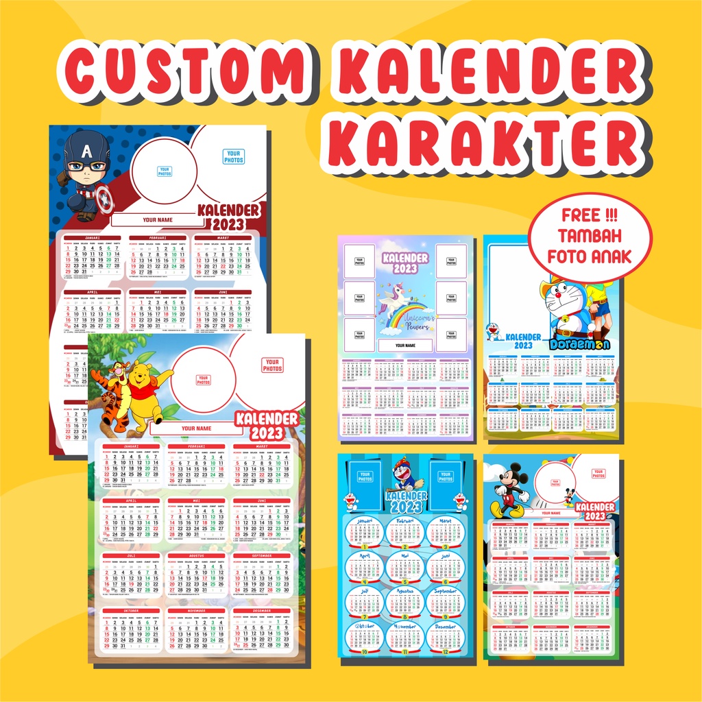 Jual KALENDER DINDING 2023 KLEM/CUSTOM FOTO / NAMA ANAK / 1 TAHUNAN ...