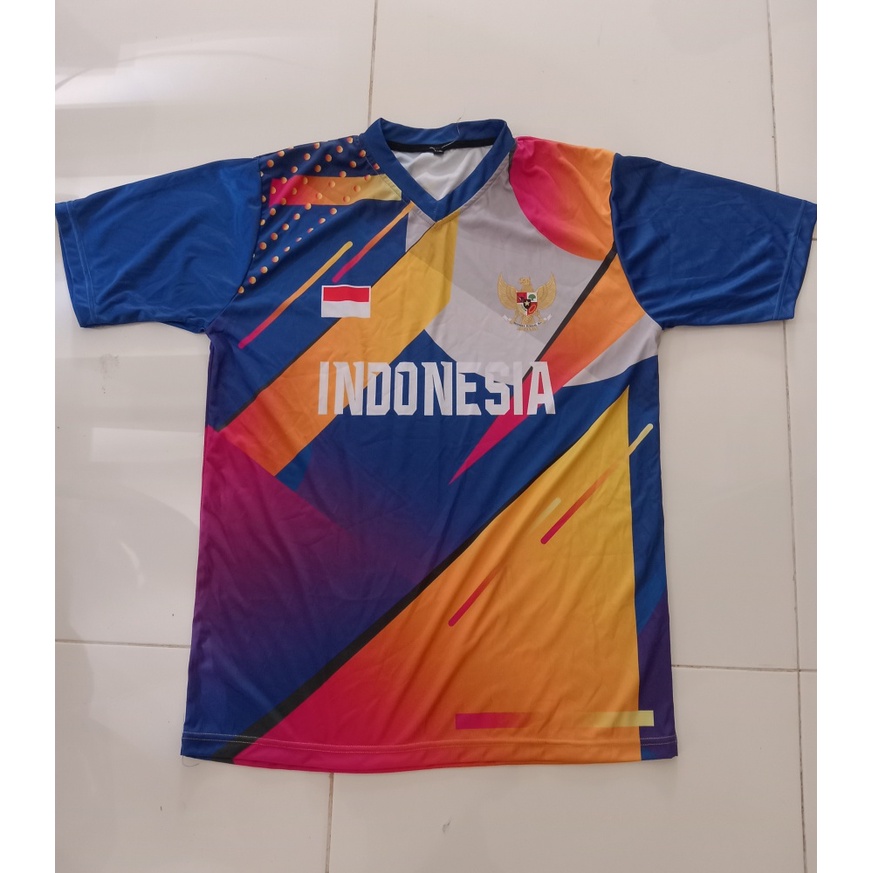 Jual Baju Kaos Jersey Printing Biru Merah Kuning Kerah Vneck Lengan ...