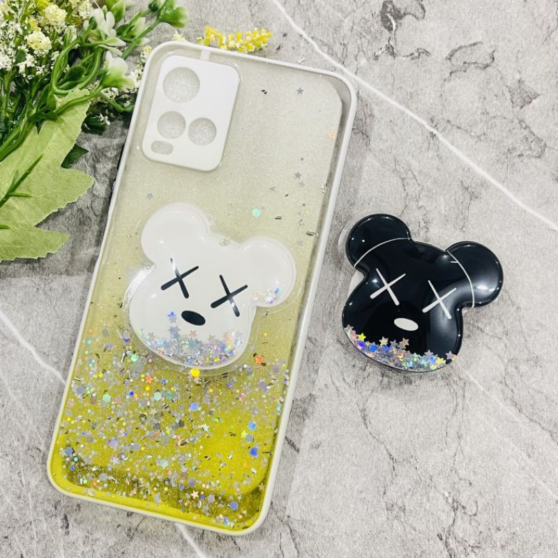 Jual Glitter Popsocket Funny White and Black Bear Phone Stand Gliter ...