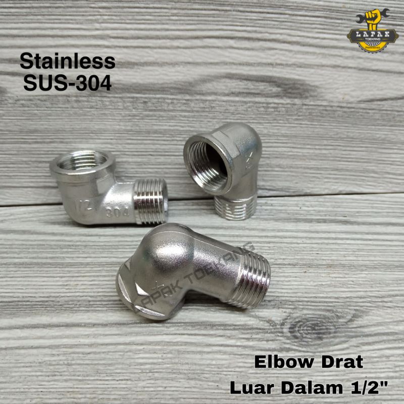 Jual Elbow Knee Drat Luar Dalam 1/2 inch Stainless SUS 304 FS05 ...