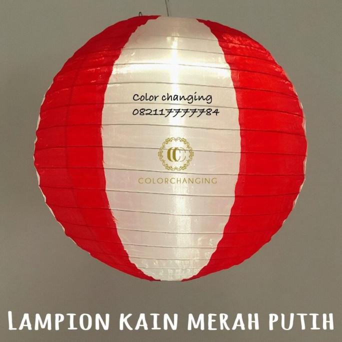 Jual ] lampion kain bulat 30 cm merah putih hiasan 17 agustus HUT ...