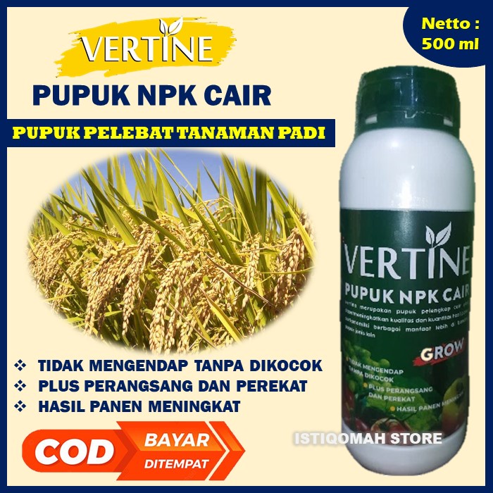 Jual PROMO COD MURAH Pupuk Padi VERTINE GROW 500ML (VERTI GROW) Pupuk NPK Cair Pelebat Buah Padi ...