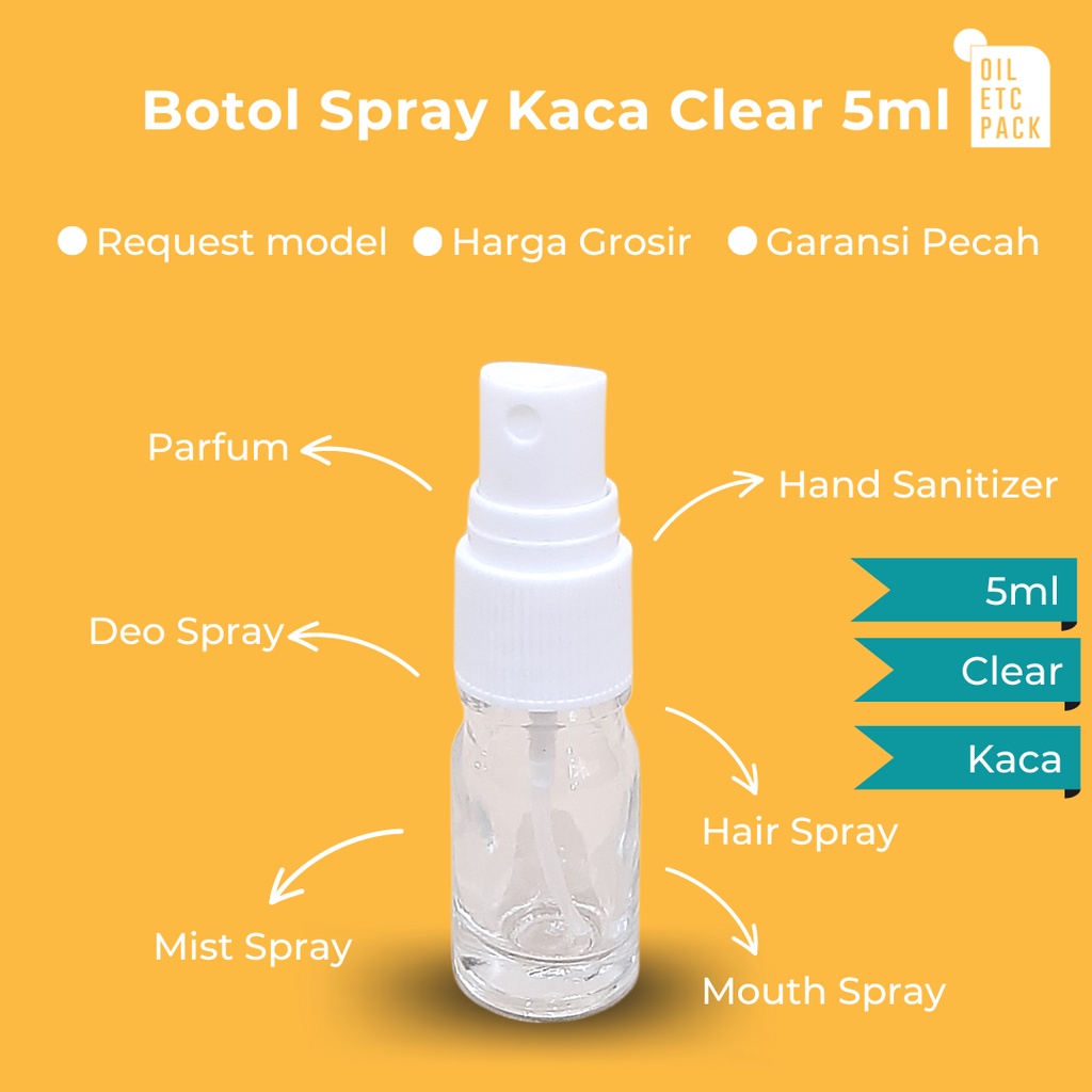 Jual Botol Spray Kaca Mini Clear 5ml / Wadah Semprot Kosong Refill Parfum, Toner & Handsanitizer ...