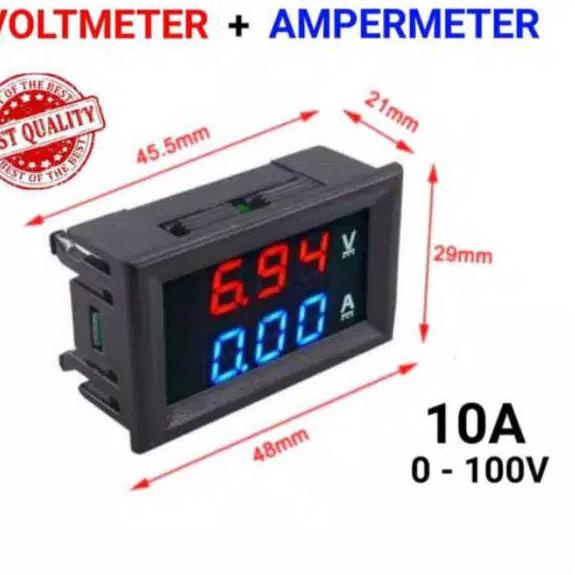 Jual Sale Voltmeter Digital DC 0-100V 10A volt meter Tampilan Ganda Detektor Tegangan 0.28 ...