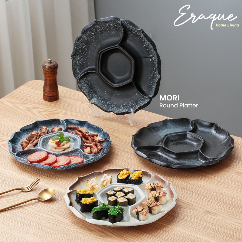 Jual Mori Round Platter / Piring Saji Makan Sekat Keramik Restoran ...