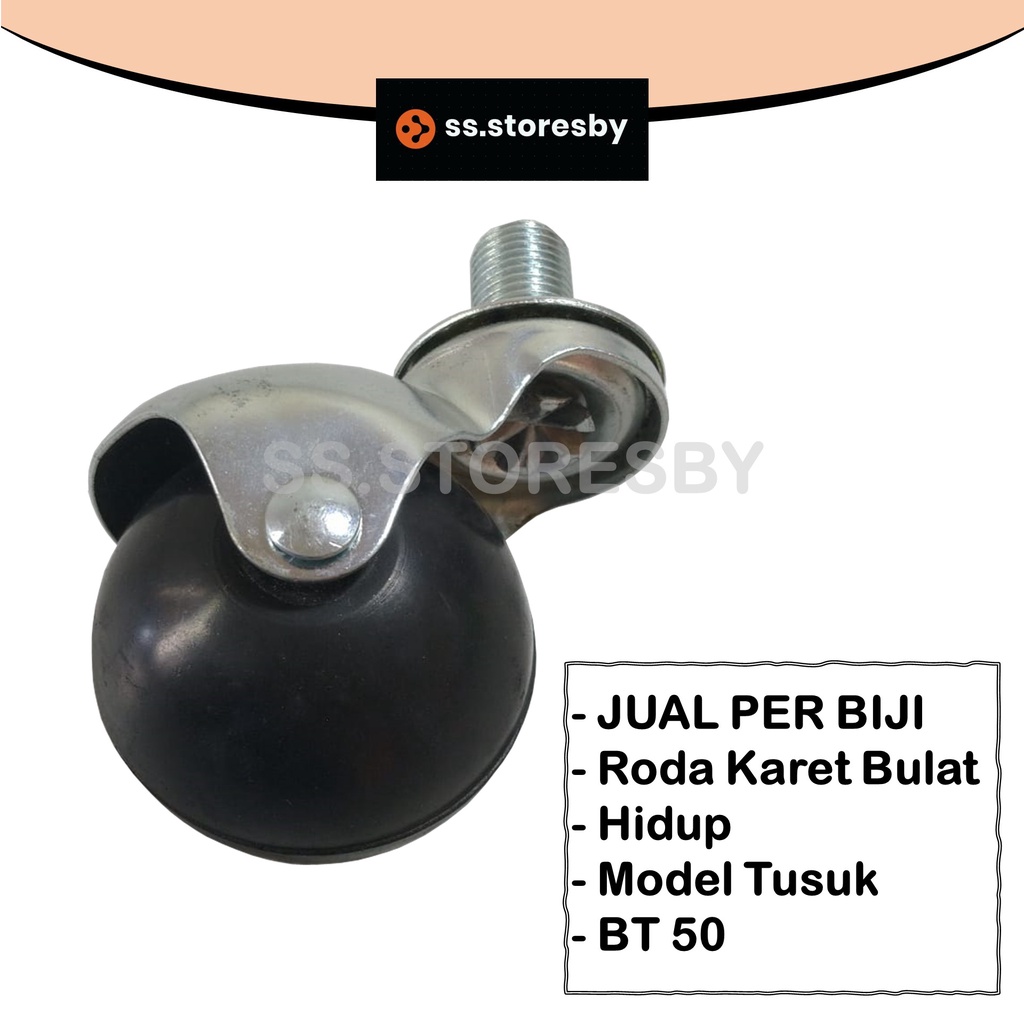 Jual BT 50 RODA KARET BULAT 2" MODEL TUSUK AS BAUT RODA CASTER BOLA ...