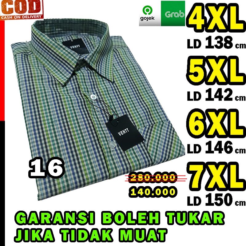 Jual kemeja hem baju pendek garis pria cowok laki jumbo big size hijau botol 3xl 4xl 5xl 6xl 7xl ...