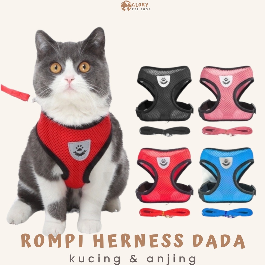 Jual Harness dada kucing dan anjing bersikulasi udara tali hewan ...
