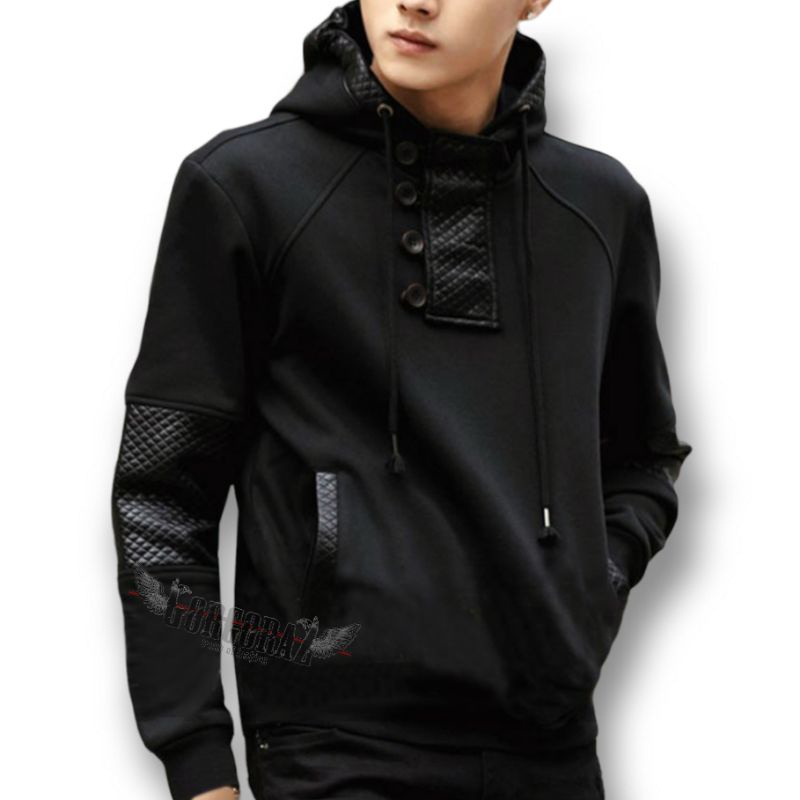 Jual sweater pria switer cowok hitam polos model jepang korea slimfit ...