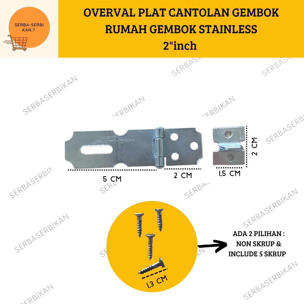 Jual OVERPAL PLAT 2" OVERVAL NEKEL TEMPAT CANTOLAN GEMBOK STAINLESS ...
