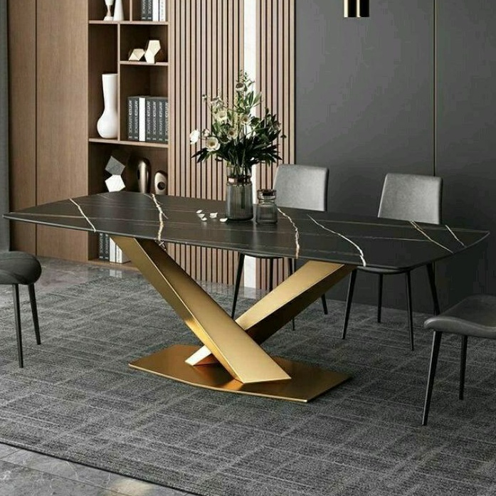 Jual Meja Makan Top Marmer Kaki Besi Meja marmer Dining Table Uk160×90 ...
