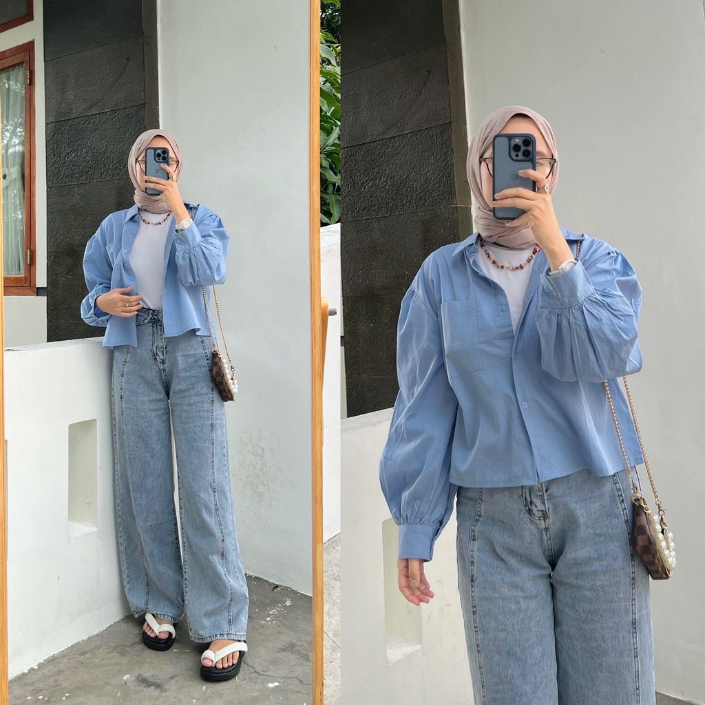 Jual BEFAST - ZFS OOTD Kemeja Crop BUYA / RUVIN LINEN OVERSIZE CROP ...