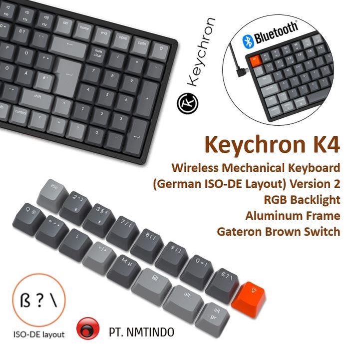 Jual KEYCHRON K4 VERSION 2 RGB BACKLIGHT ALUMINUM GERMAN ISO-DE LAYOUT ...