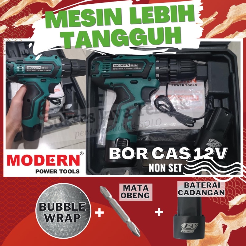 Jual Mesin Bor cas modern M12V murah bor baterai MODERN m-12v free mt ...