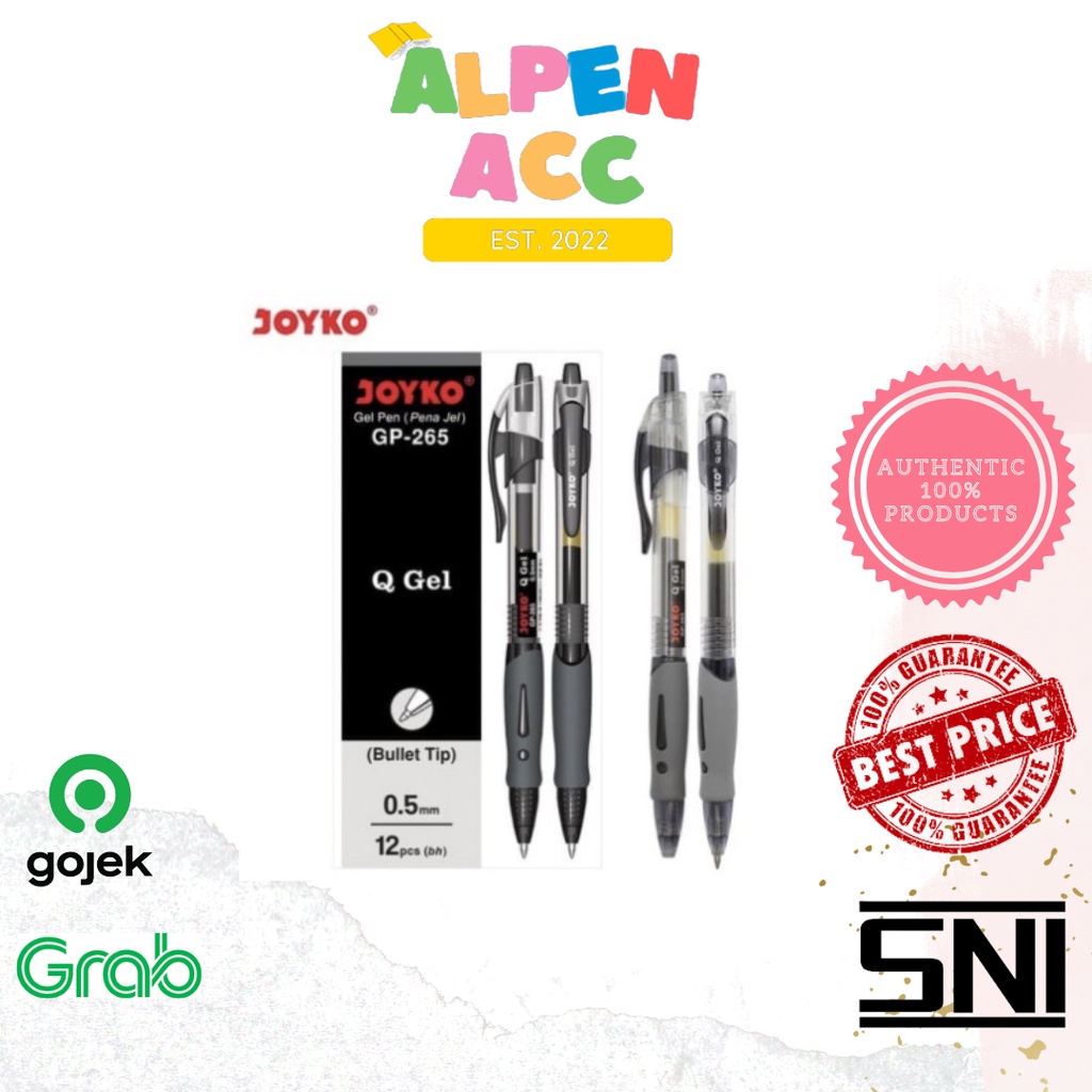 Jual JOYKO Gel Pen | Pulpen Pena Bolpoin Joyko GP-265 Q Gel | 1pack : isi 12pc | Shopee Indonesia