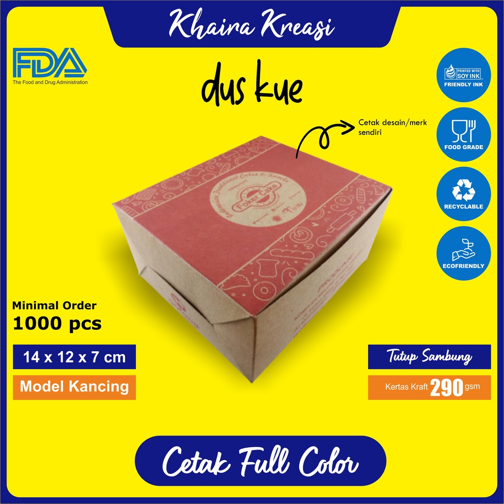 Jual Cetak Custom Dus Kue / Box Kue / Kotak Kue / Snack Box / Ukuran ...