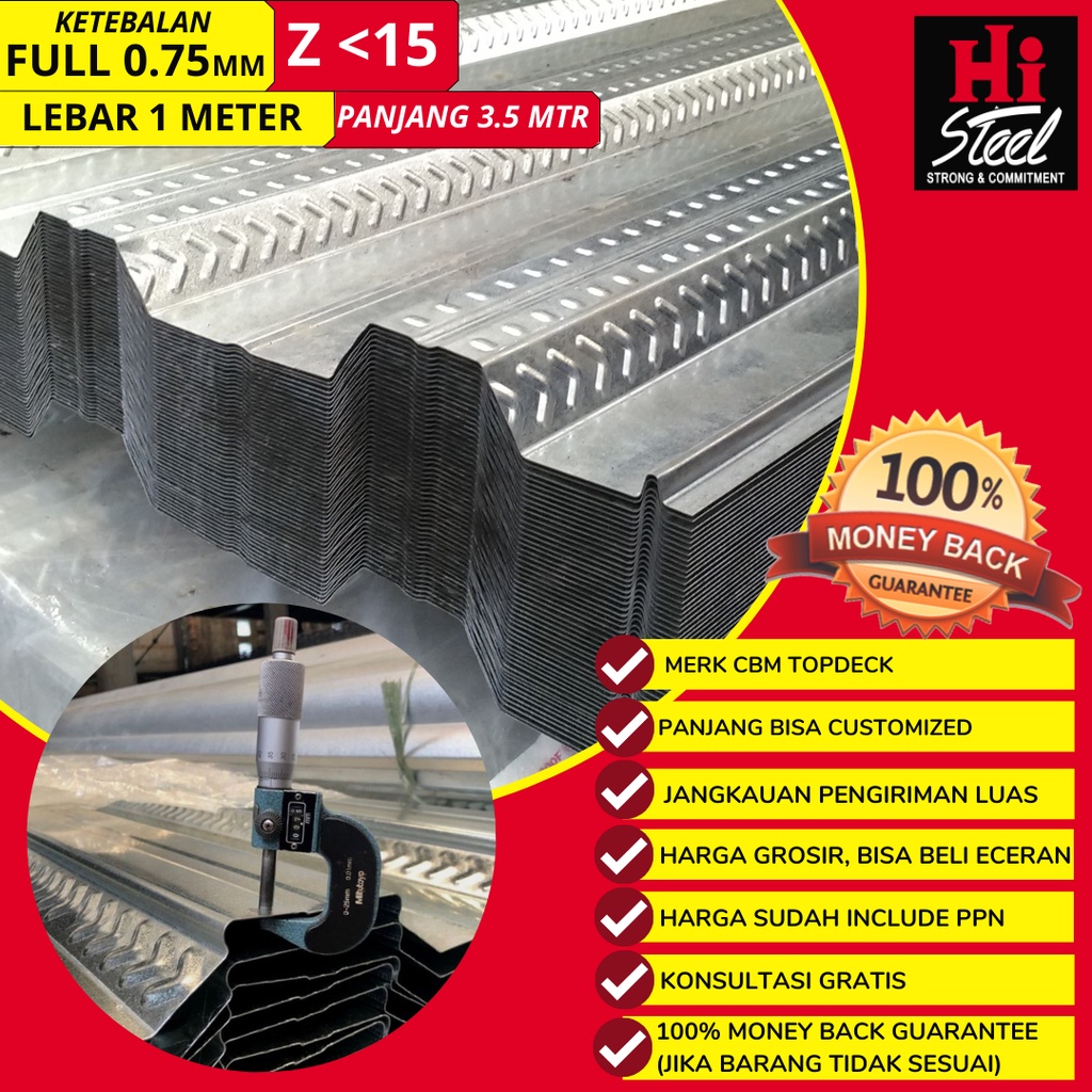 Jual Floordeck/Bondeck/Bondek/Dak Cor CBM 0.75mm X 1m X 4cm X 3.5m ...