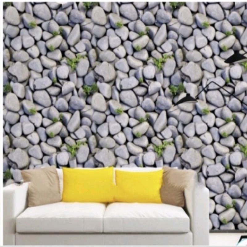 Jual Wallpaper Sticker Dinding Motif Batu kali, Batu Kerikil Super ...